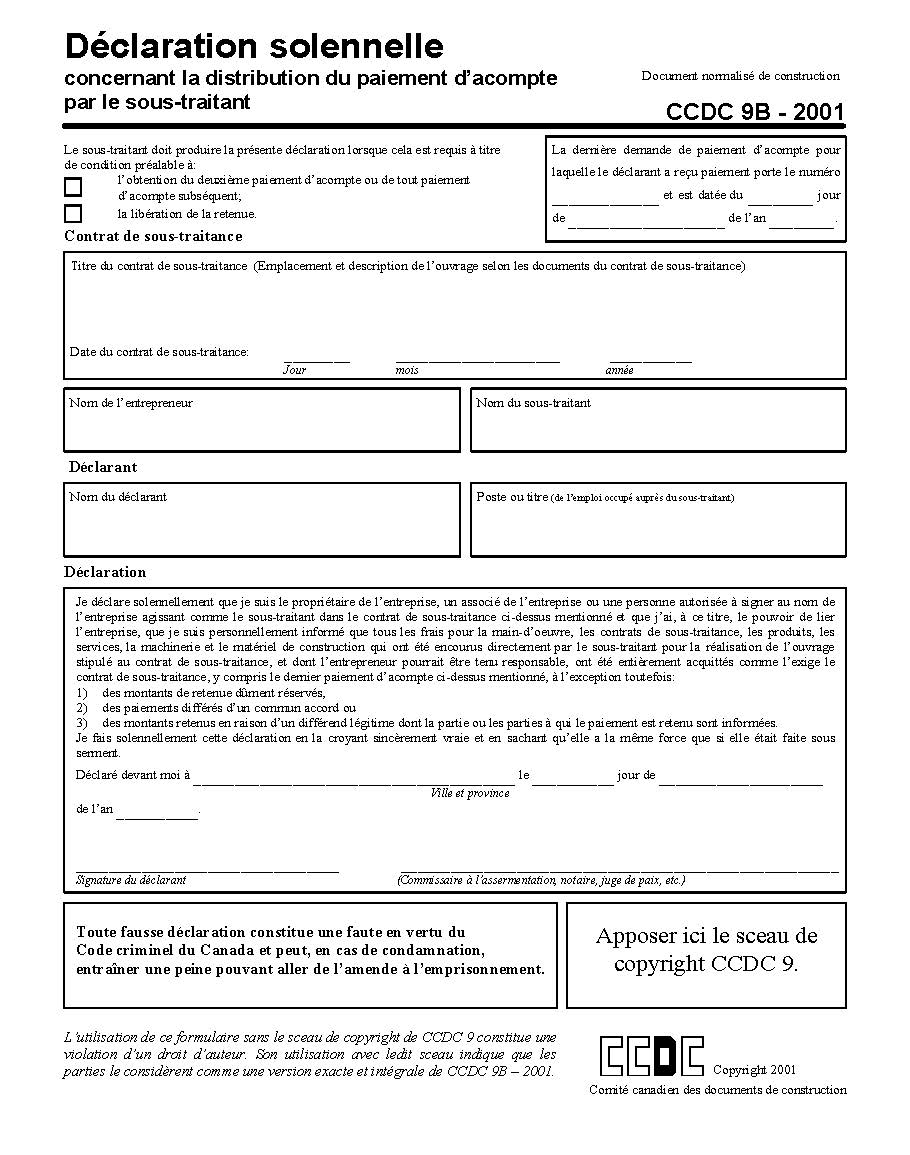 CCDC 9B - 2001 Déclaration solennelle concernant la distribution du ...